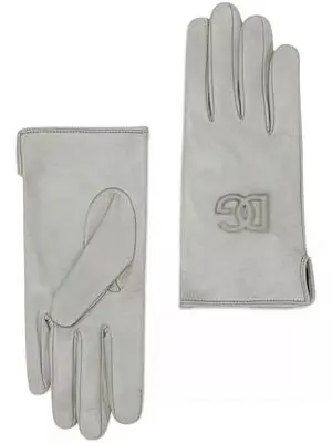 Dolce & Gabbana Logo-embossed Leather Gloves - Grey
