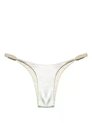ISA BOULDER Braided-straps Reversible Bikini Bottoms - Silver