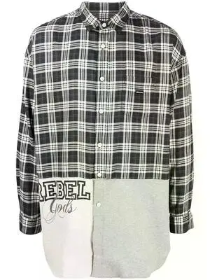 UNDERCOVERISM Patchwork Plaid Long-sleeve Shirt - Grey