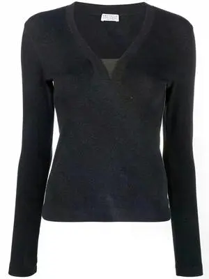 Brunello Cucinelli V-neck Long-sleeved Top