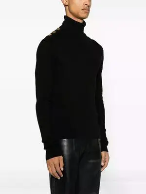 Balmain Fine-ribbed Wool Jumper With Decorative Buttons