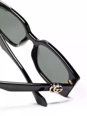 Gucci Double G Rectangle-frame Sunglasses - Black