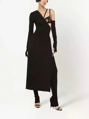 Dolce & Gabbana Detachable-sleeve One-shoulder Midi Dress