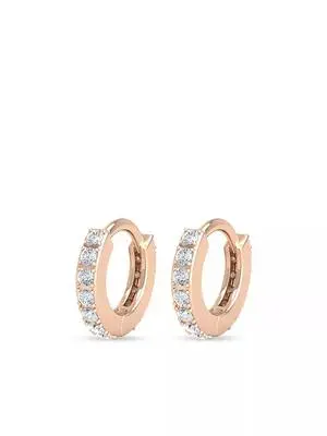 VEYNOU 14kt Rose Gold Mini Huggie Diamond Earrings - Pink