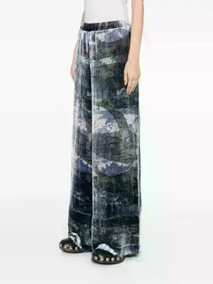 PIERRE-LOUIS MASCIA Wide Leg Velvet Trousers - Blue