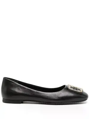 Tory Burch Georgia Logo-plaque Ballerina Shoes - Black