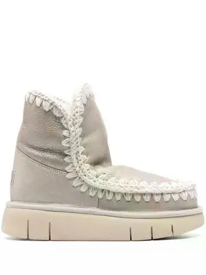 Mou Logo-patch Chunky Boots - Silver