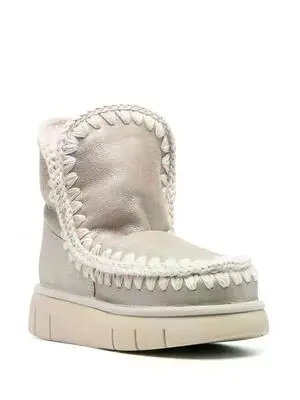 Mou Logo-patch Chunky Boots - Silver