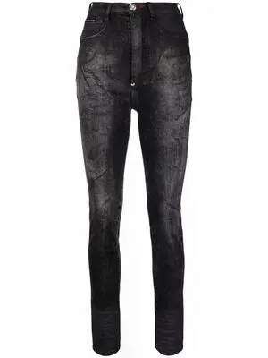 Philipp Plein Stonewashed Super High-waisted Jeggings - Black