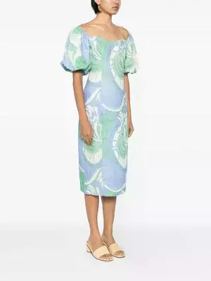 Rhode Karima Printed Cotton/linen Dress - Blue
