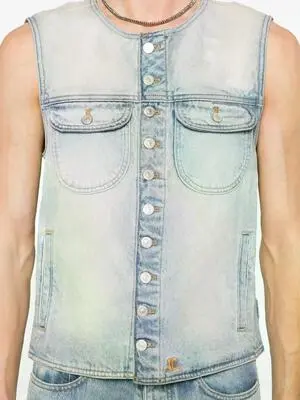 COURREGES Logo-embroidered Denim Vest