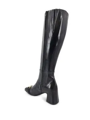 MADISON MAISON Knee High Leather Boots With Gold Tone Hardware