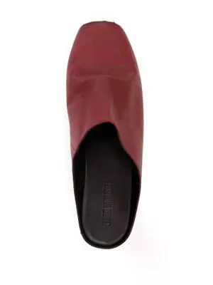UMA WANG Square-toe Leather Slippers - Red