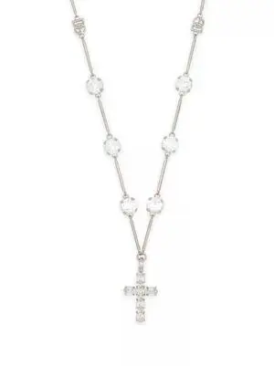 Dolce & Gabbana Crystal-embellished Cross-pendant Necklace - Silver