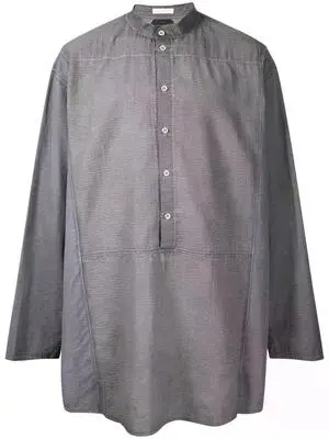 NICOLAS ANDREAS TARALIS Band-collar Cotton Shirt - Grey