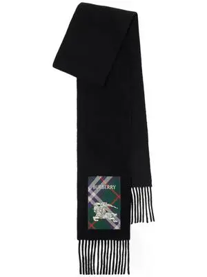 Burberry Check-label Cashmere Scarf - Black