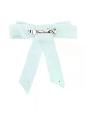 PARLOR Velvet Hair Clip With Oversize Bow Detail And Logo Plaque