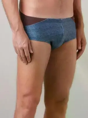 AMIR SLAMA Denim-print Swim Trunks