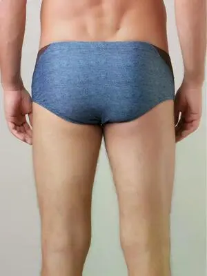AMIR SLAMA Denim-print Swim Trunks