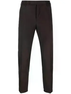 PT TORINO Mid-rise Wool Tailored Trousers - Brown