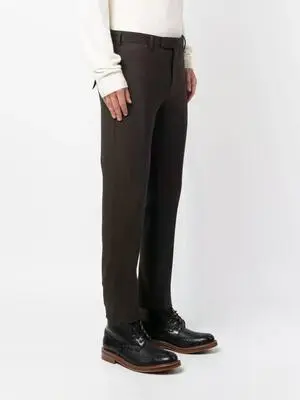 PT TORINO Mid-rise Wool Tailored Trousers - Brown