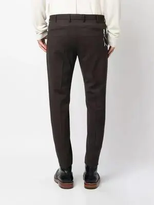 PT TORINO Mid-rise Wool Tailored Trousers - Brown