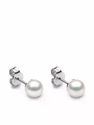 Yoko London 18kt White Gold Akoya Pearl Stud Earrings - Silver