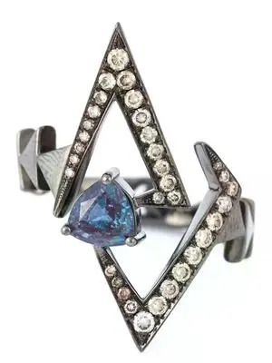 Nikos Koulis Geometric Sapphire And Diamond Ring - Metallic