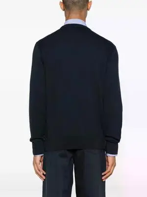 BOSS Logo-embroidered Ribbed Jumper - Blue