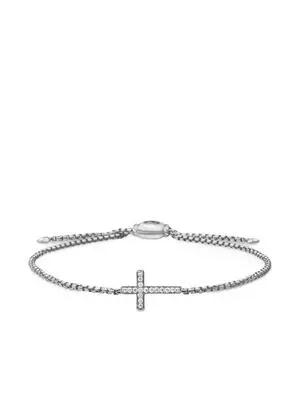 David Yurman Sterling Petite Pavé Cross Chain Bracelet - Silver