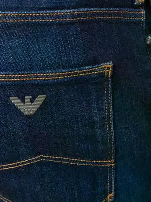 Emporio Armani Medium-wash Stretch Cotton Straight-leg Jeans - Blue