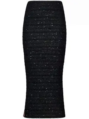 Thom Browne Tweed Pencil Skirt With Rwb Stripe