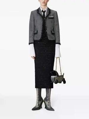Thom Browne Tweed Pencil Skirt With Rwb Stripe