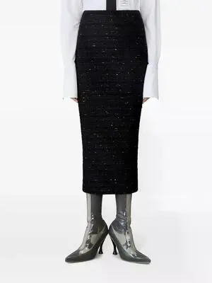 Thom Browne Tweed Pencil Skirt With Rwb Stripe