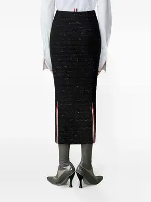 Thom Browne Tweed Pencil Skirt With Rwb Stripe