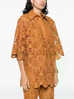 Zimmermann Coco Embroidered Top - Brown
