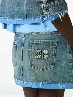 Miu Miu Denim Mini Skirt With Contrast Trim - Blue