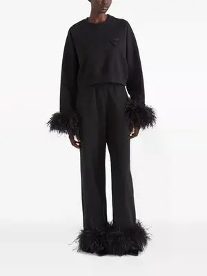 Prada Feather-trim Fleece Track Pants