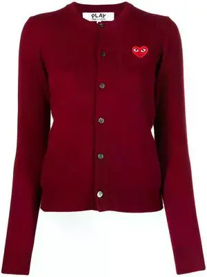 Play Comme Des Garcon Heart Motif Cardigan - Red