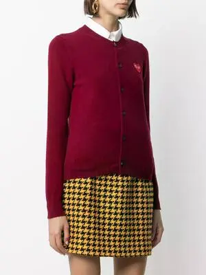 Play Comme Des Garcon Heart Motif Cardigan - Red