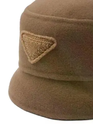 Prada Triangle-logo Velour Bucket Hat - Neutrals