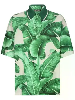 Dolce & Gabbana Banana-tree Print Oversize Polo Shirt - Green