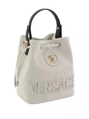 Versace La Medusa Canvas Bucket Bag - Neutrals