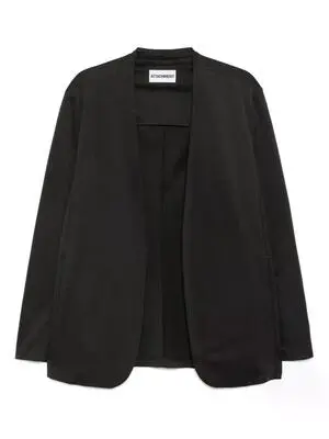 Attachment Cotton Double-face Collarless Jacket - Grey