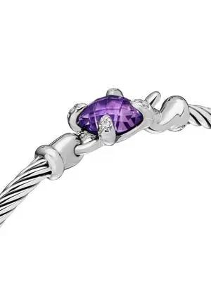 David Yurman Sterling Chatelaine Diamond And Amethyst Bracelet