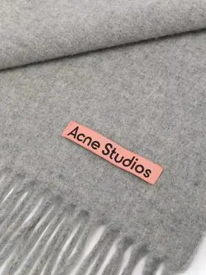 Acne Studios Oversize Fringe Wool Scarf - Grey