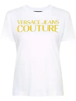 Versace Logo-print Glittered T-shirt - White