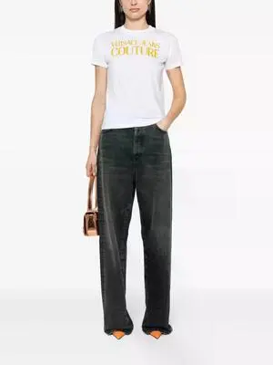 Versace Logo-print Glittered T-shirt - White