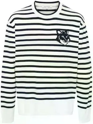 Maison Kitsuné Fox-motif Cotton Jumper - Blue