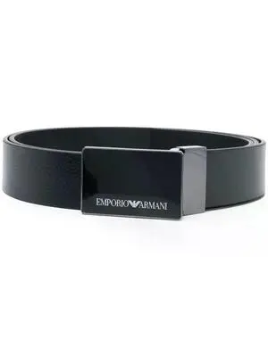 Emporio Armani Logo-buckle Leather Belt - Black